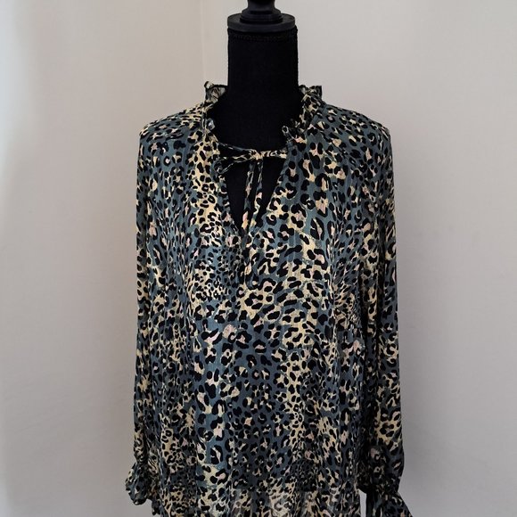Lipsy | Tops | Womens Leopard Print Top Fluted Collar And Sleeves Tie ...